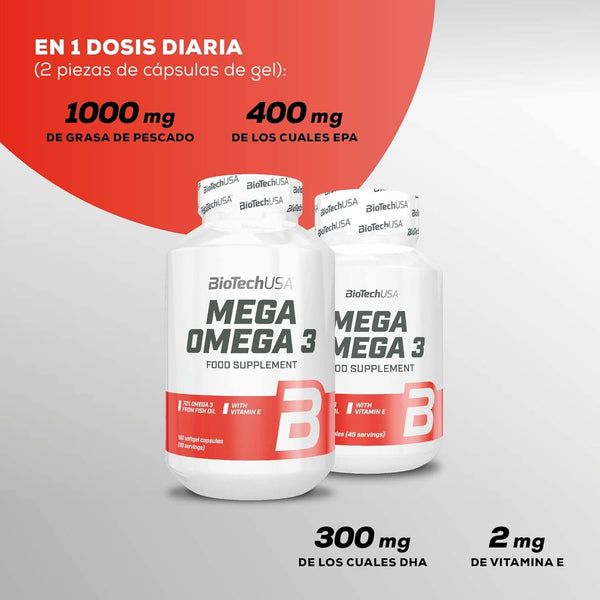 BiotechUSA Mega Omega 3 | 70% de EPA y DHA | Salud Cerebral y Cardíaca ...